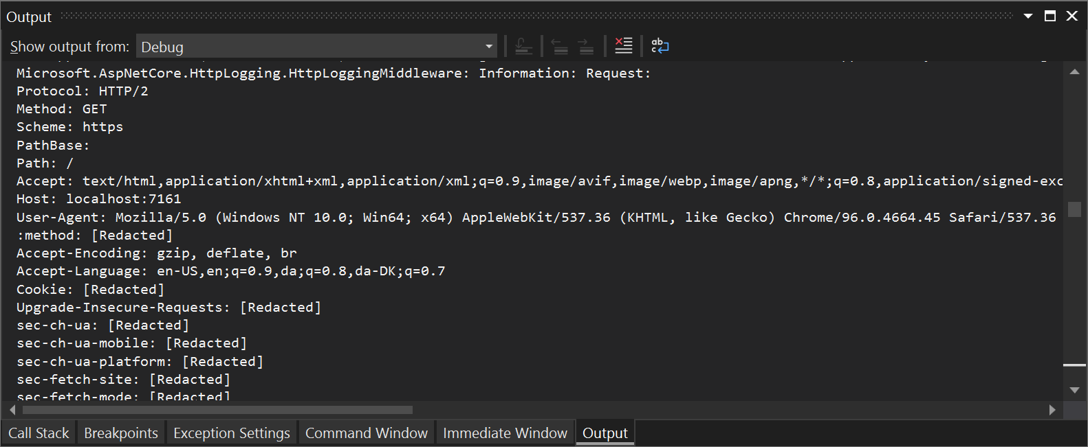 Test run of HTTP Logging in ASP.NET Core 6 Test run of HTTP Logging in ASP.NET Core 6