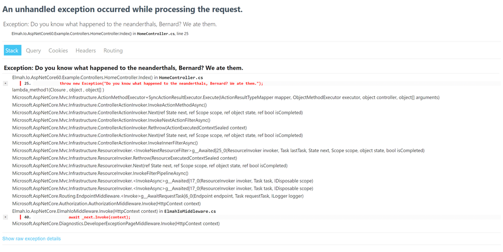 ASP.NET Core 7 has built-in dark mode for error pages