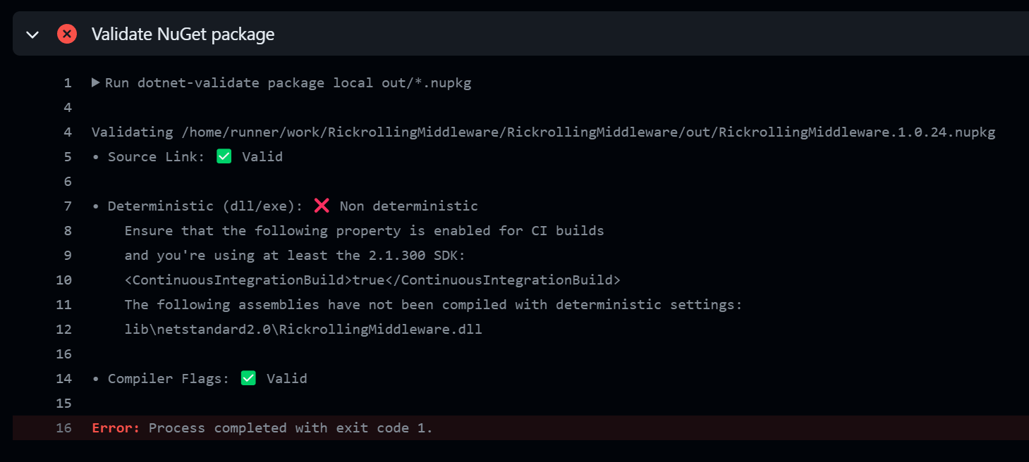 Validate NuGet packages before publishing from GitHub Actions