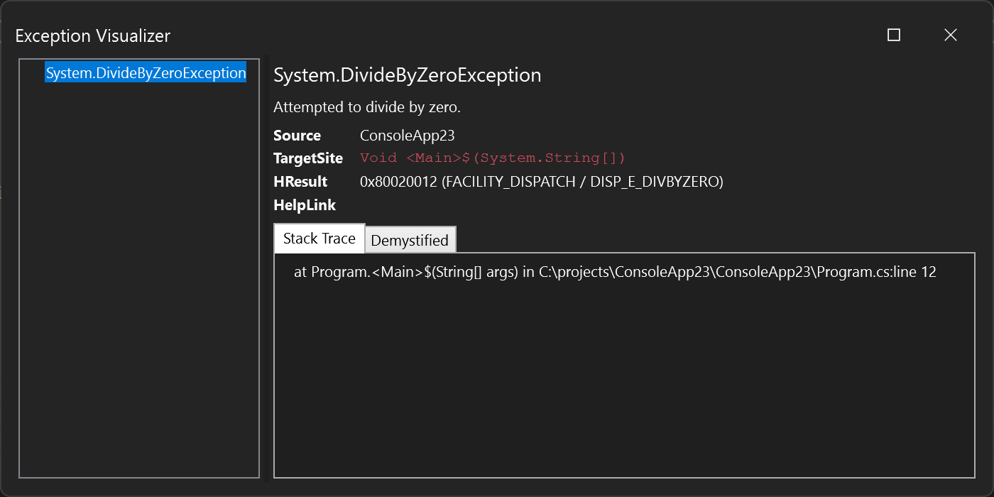 Understanding the Exception.HResult property in C#